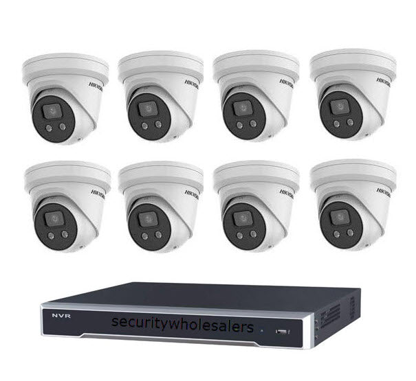 6MP 8CH Hikvision CCTV Kit: 8 x Outdoor Turret Cameras with Acusense ...