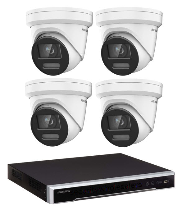 8MP Hikvision Colorvu CCTV Kit: 4 x Colorvu Turret Liveguard Cameras ...