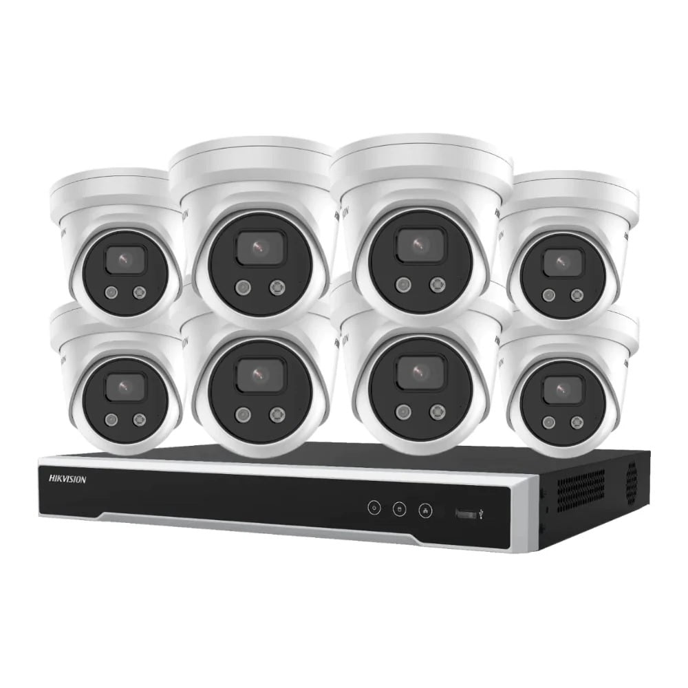 Hikvision 8 x 6MP Cameras Kit: 8 AcuSense Turret Cameras + 8 Channel 8 ...