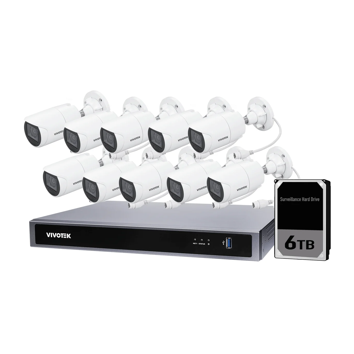 Vivotek AI 5MP 16CH Motorised Bullet Kit, 10 x IB9383-HTV, 1 x ND9426P – SecurityAustralia