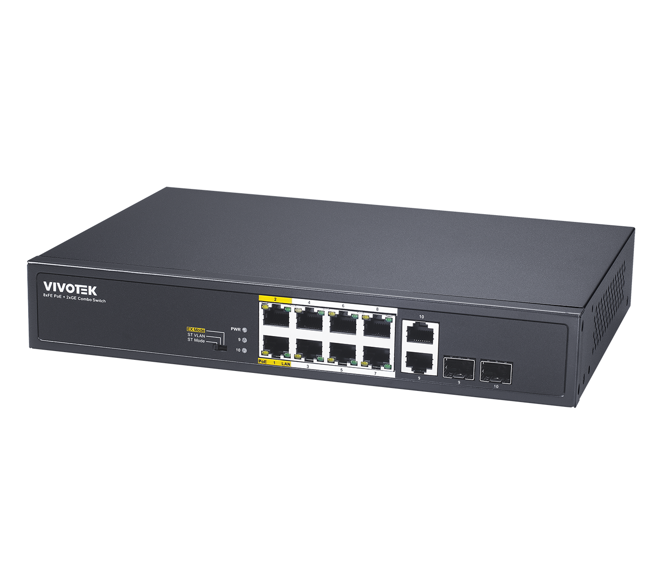 Vivotek AW-FGT-100D-120 AUN, Unmanaged 8xFE PoE + 2xGE Combo Switch ...