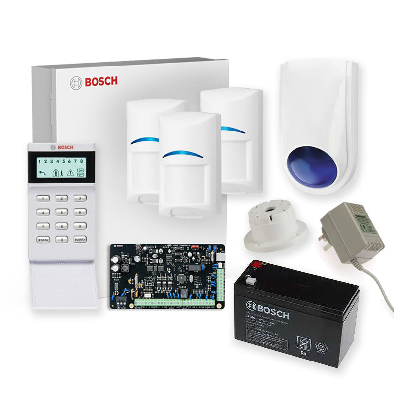Bosch 3000 Series Alarm Kit with Icon Keypad, 3 x Bosch Gen2 Quad PIRS ...